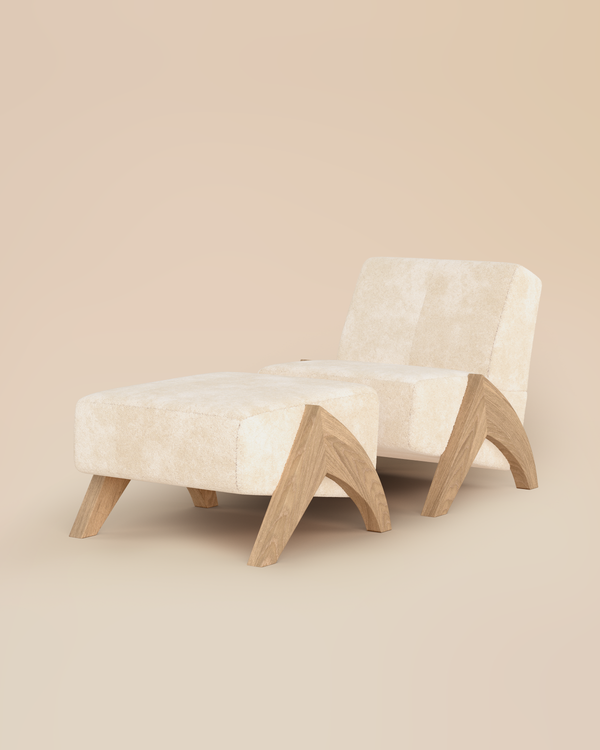 The Enzo Shearling Chair and Ottoman by Arjé in Oak - ARJÉ